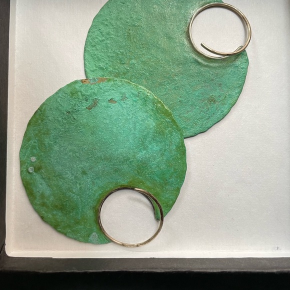 Jewelry | 14 G Mega Brass Blade Hoop Earrings With A Blue Green Patina ...